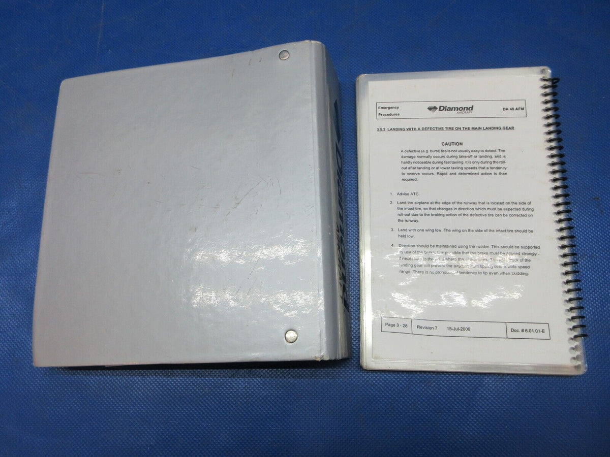 Diamond Aircraft Flight Manual DA40 & Checklist Doc.#6.01.01-E (1124-1 ...