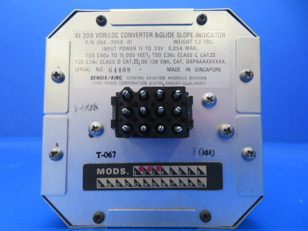 Bendix King KI 209 VOR/LOC Glideslope 11-33v 066-3056-01 TESTED 8130 ...