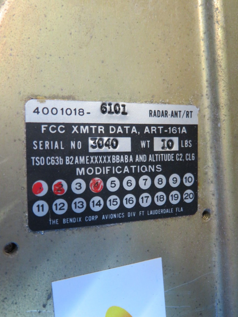 Bendix Radar ART Antenna PN 4001018-6101 w/WARRANTY (0724-217) – Safe ...