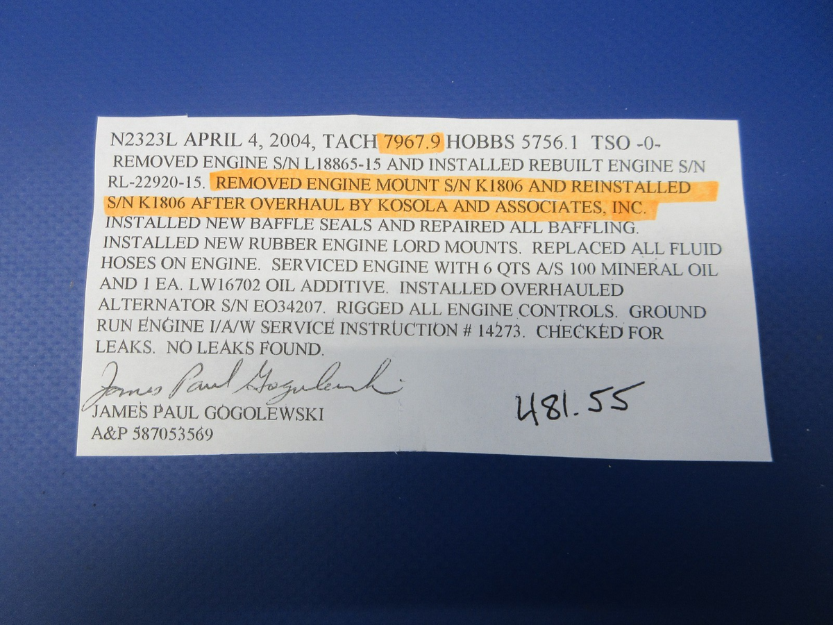 Piper PA-38-112 Tomahawk Engine Mount P/N 77651-300 (0525-1335) – Safe ...