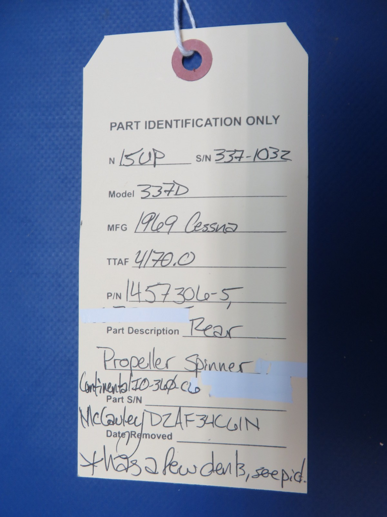 Cessna 337 / 337D Rear Propeller Spinner P/N 1457306-5 (1125-2014 ...