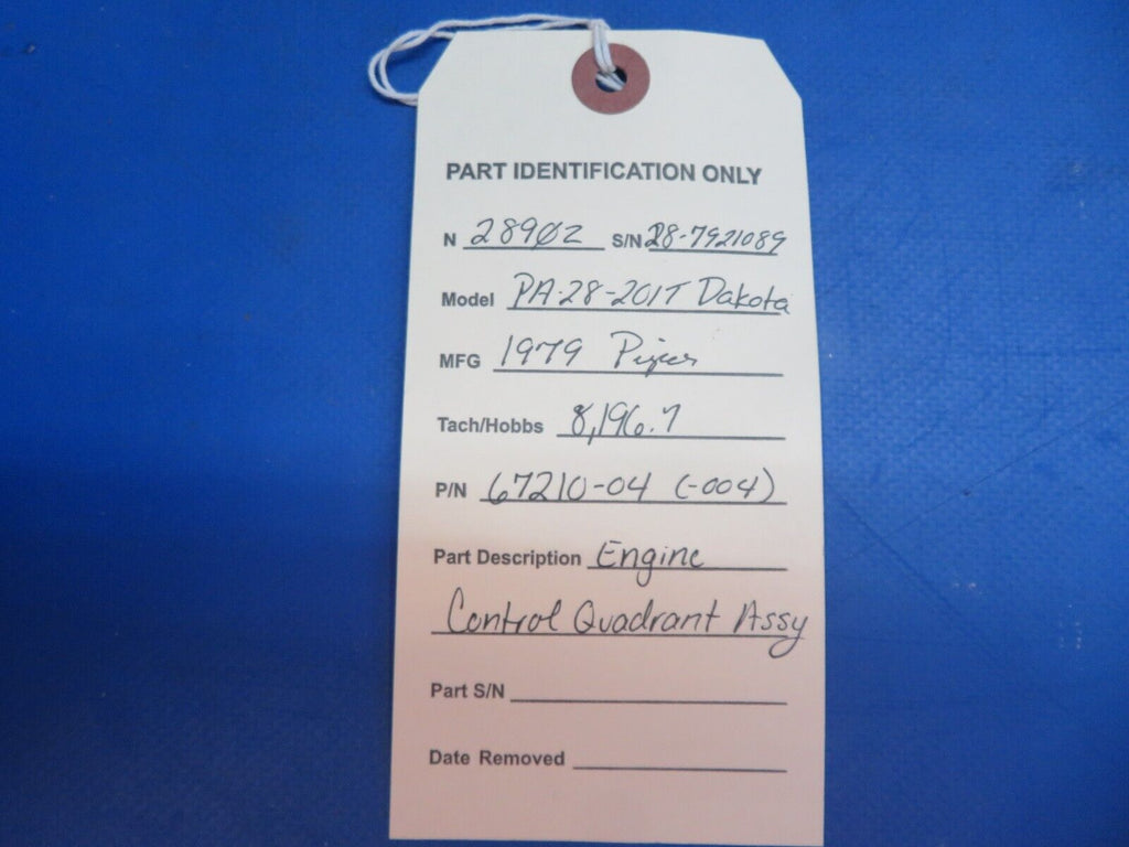 Piper PA-28-201T Dakota Engine Control Quadrant Assy P/N 67210-04 (122 ...