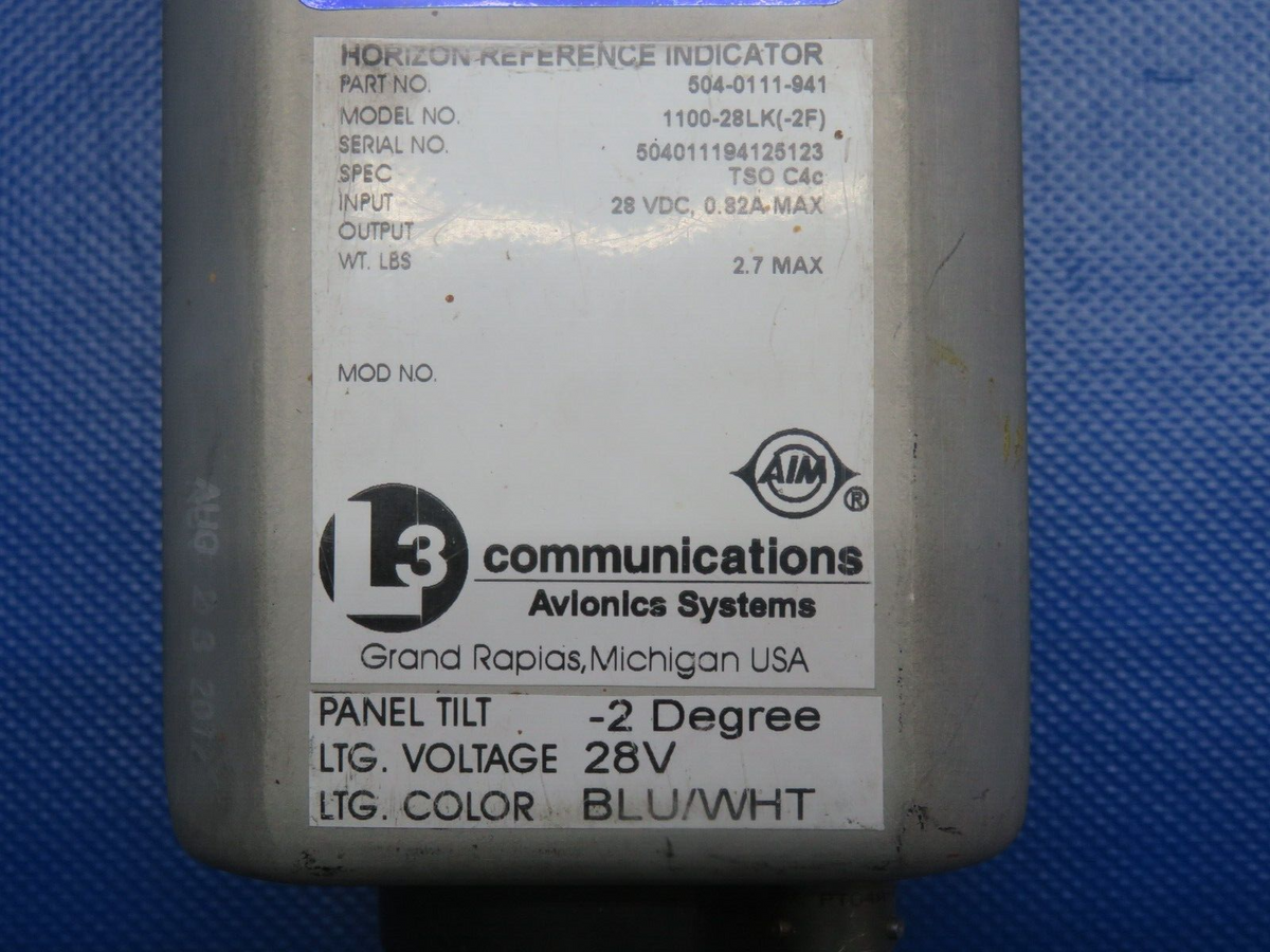 L3 Communications Horizon Reference Indicator 28V 504-0111-941 CORE (0 ...