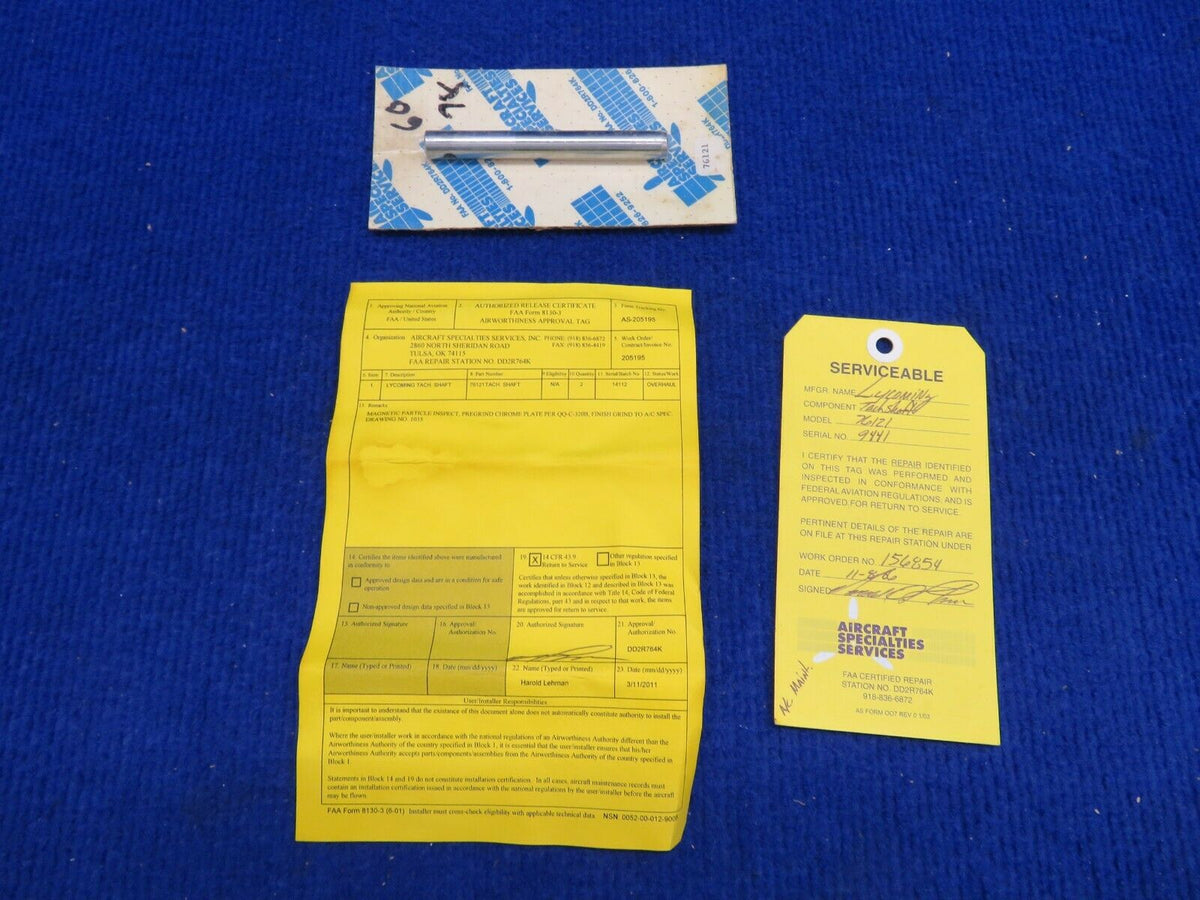 Lycoming Tachometer Shaft P/N 76121 Overhauled w/ 8130 (0222-586 ...